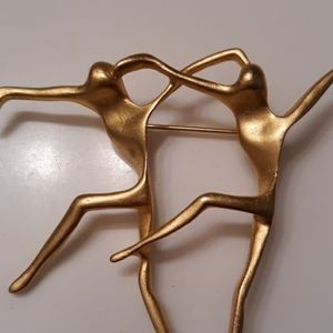 A.J.C. | Jewelry | Vintage Modernist Ajc Goldtone Dancers Brooch | Poshmark